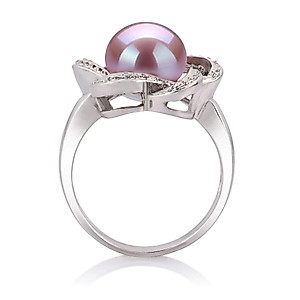 Fiona Lavender 9-10mm AA Quality Freshwater 925 Sterling Silver Cultured Pearl Ring For Women - Size-7