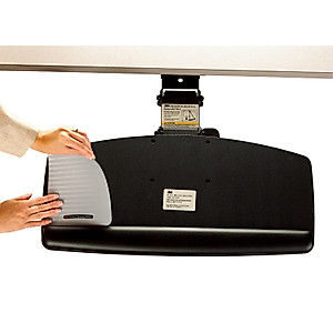 3M Keyboard Tray, Just Lift To Adjust Height And Tilt, Sturdy Tray Includes Gel Wrist Rest And Precise Mouse Pad, Swivels Side To Side And Stores Under Desk, 23" Track, Black (AKT90LE)