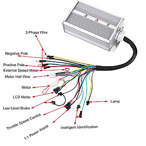 Dilwe Brushless Motor Speed Controller, Sensitive Brushless Motor Controller LCD Panel Kit for E-Bike Electric 36V/48V 1500W