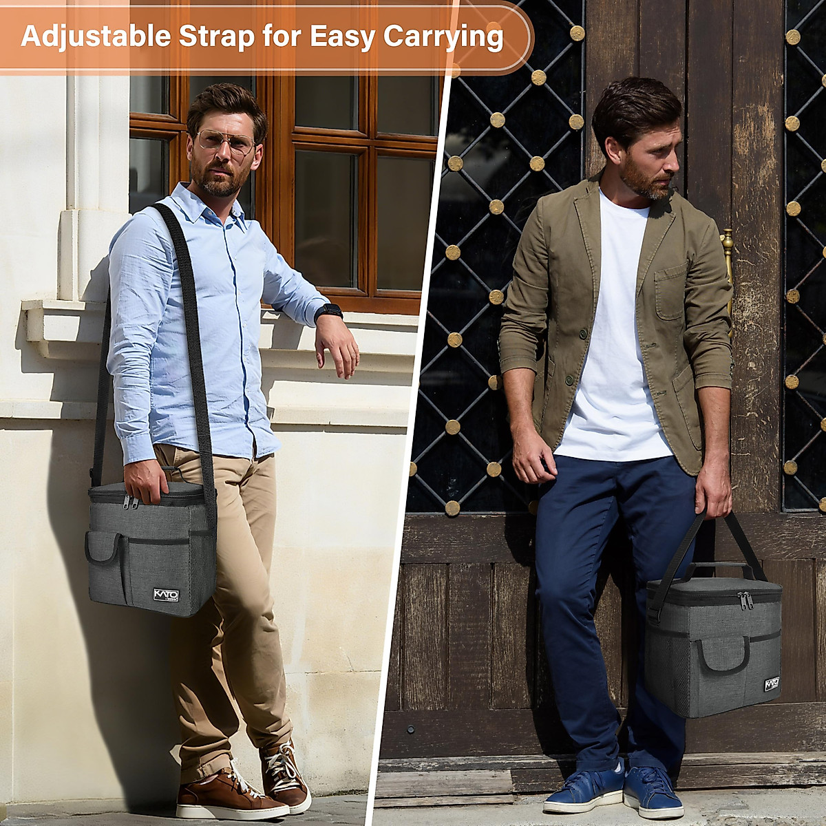 Large Insulated Lunch Bag for Women Men, 10L Leakproof Thermal Reusable Lunch Box for Adult & Kids, Tall Meal Prep Lunch Cooler Tote with Pockets for Office Work by Tirrinia, Charcoal