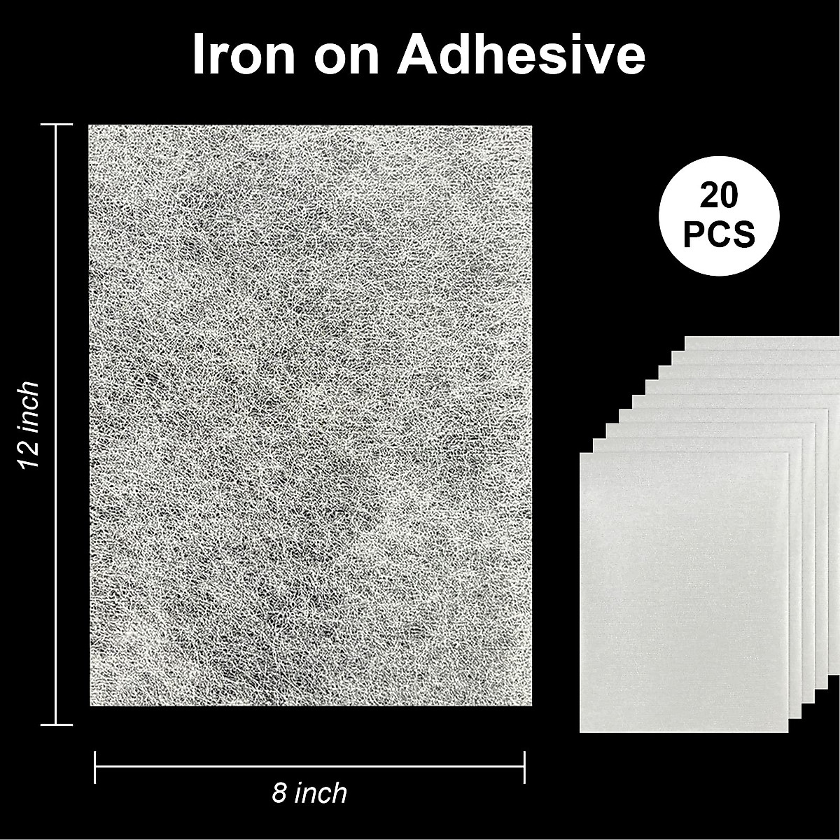 PLANTIONAL Medium Weight Fusible Bonding Web: 20 Sheets (8" x 12") Fusible Webbing for Fabric Applique DIY Crafts Supplies