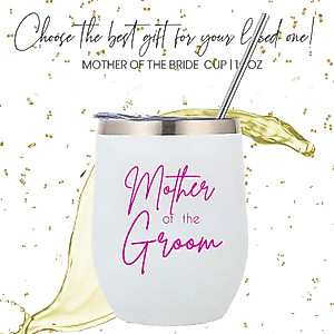 Your Dream Party Shop Mother of The Groom Gifts, Stainless Steel 12oz Wine Tumbler with Lid and Straw! Great Mother of the Groom Tumbler Or Mug