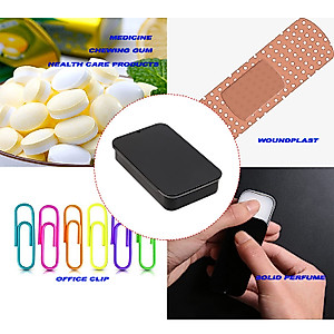 Mini Skater 8Pcs 3.15"x1.97"x0.59"Mini Slide Top Tin Box Containers Portable Box Small Storage Kit for Wedding Jewelry Lip Balm Container Cosmetic Organizer (Black)