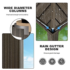 ABCCANOPY 6x8 Grill Hardtop Gazebo - Outdoor Metal Gazebo with Galvanized Steel Roof, Permanent Aluminum BBQ Canopy with Shelves for Patio, Lawn, Garden (Single Roof, Dark Brown)