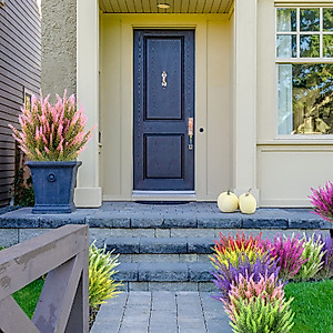 ZEOSTARO Artificial Lavender Flowers 12 Bundles Outdoor UV Resistant Fake Flowers No Fade Faux Plastic Plants Garden Porch Window Box Decorating (Yellow)