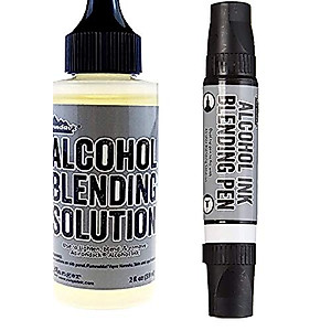 Ranger Tim Holtz Adirondack Alcohol Ink Pearl Set Bundle All 12 Pearls Blending Solution and Pen and Purple Turtle Blending Stick Tools for Use On Yupo Paper, Colorful Cardstock, Resin Tint and More!