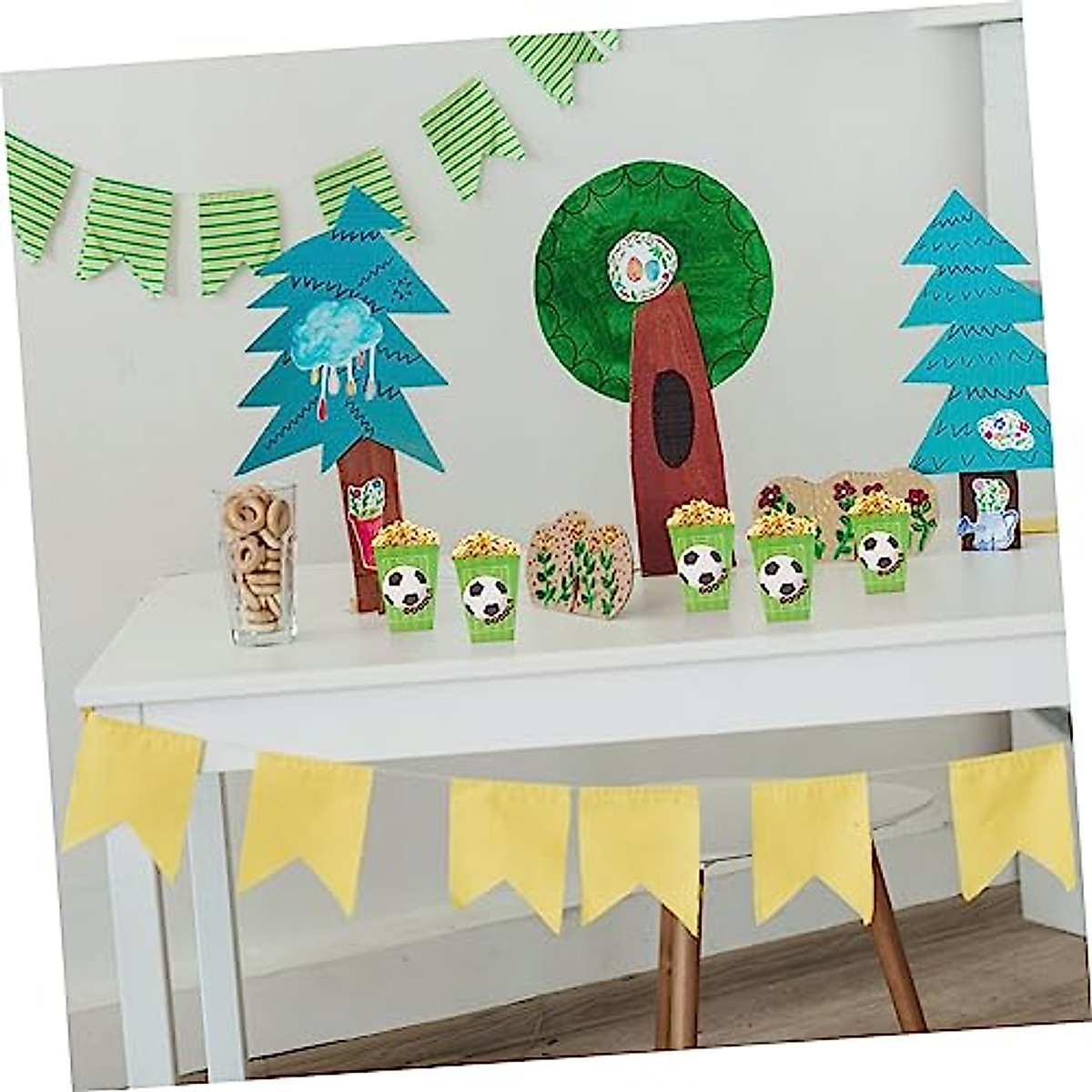 SHOWERORO 30pcs Popcorn Boxes Popcorn bracket Disposable football party supplies football kit popcorn cup Popcorn snack box supplies tableware green soccer ball green party favor bags