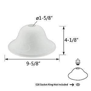 Aspen Creative 23505-01 Frosted Shade for Medium Base Socket Torchiere, Swag Lamp, Pendant, 9-5/8" Diameter x 4-1/8" High, 1 Pack Replacement Glass, Alabaster