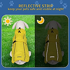 Waterproof Dog Raincoat with Reflective Strip, Adjustable Breathable Rain Coat Jacket with Leash Hole for Pets (X-Small, Blue)