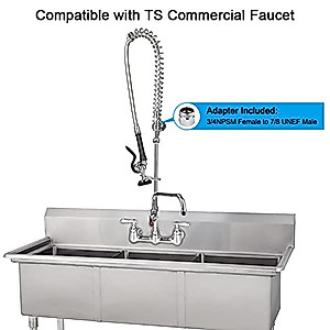 TNROTED 44 Inch Pre Rinse Sprayer Hose with Heat Resistant Handle for Commercial Kitchen Sink Faucet, Stainless Steel Commercial Pre Rinse Kitchen Dish Spray Faucet Hose Replacement Parts