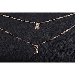 BERYUAN Women Simple Choker Moon Star Choker Necklace Pendant Necklace Trendy Necklace for Women (GOLD)