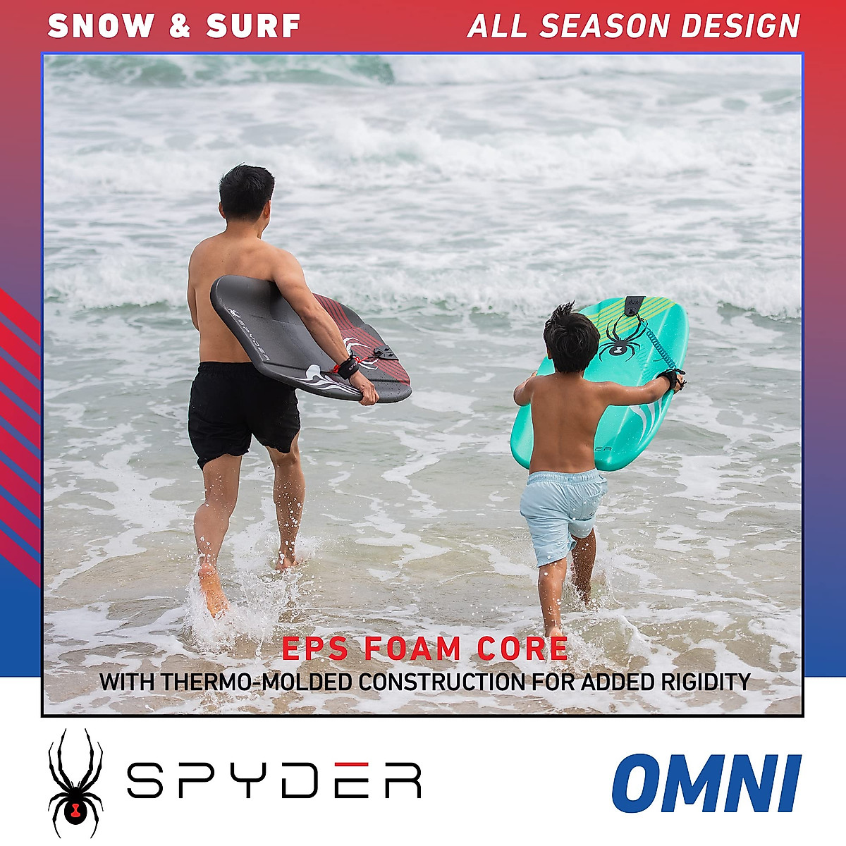 Spyder Omni Hybrid Sled and Body Board | Multipurpose Foam Sled and Boogie Board, Thermo-Molded Performance Board, Lightweight Snow