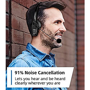 Conambo Bluetooth Headset V5.0, Wireless Headset with Noise Cancelling Microphone, 16Hrs HD Talktime, On Ear Bluetooth Headphone for Cell Phone Trucker Engineers Business Home Office