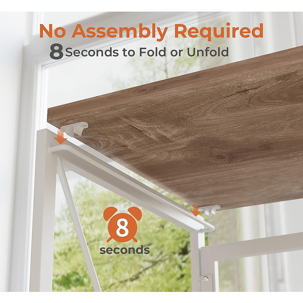 Coavas 39.4 inch Folding Desk No Assembly Required, Writing Computer Desk Space Saving Foldable Table Simple Home Office Desk, Oak