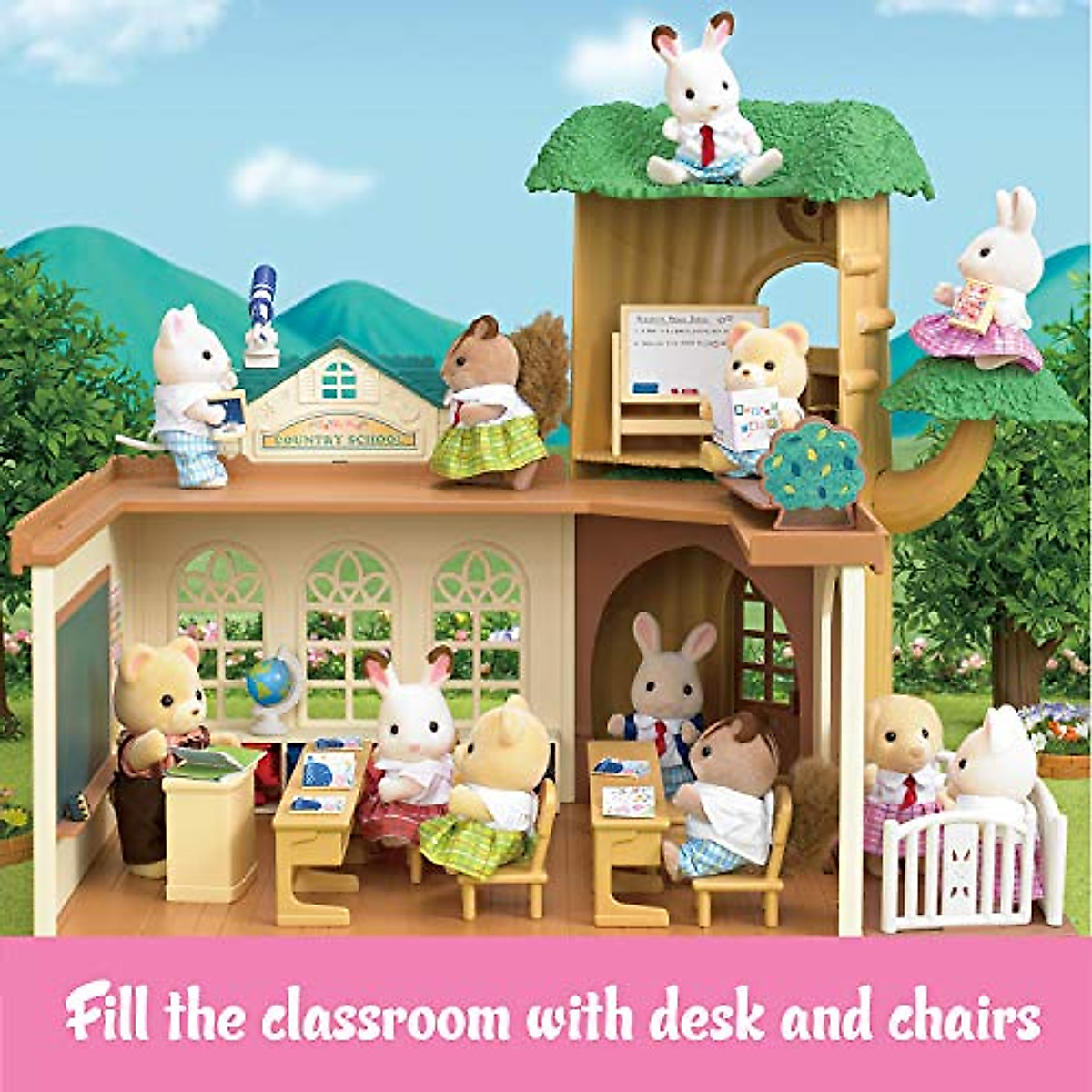 Calico Critters Country Tree School Playset - Collectible Dollhouse Toy - Cultivate Curiosity & Playful Learning, Multi