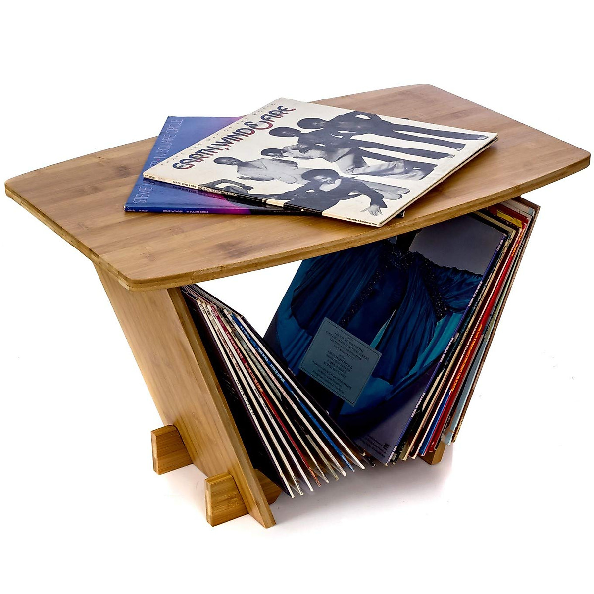 Vinyl Records Holder Turntable Stand - Record Player Display and Lp Album Storage Rack Organizer. Space Saving Solution for Your Collection