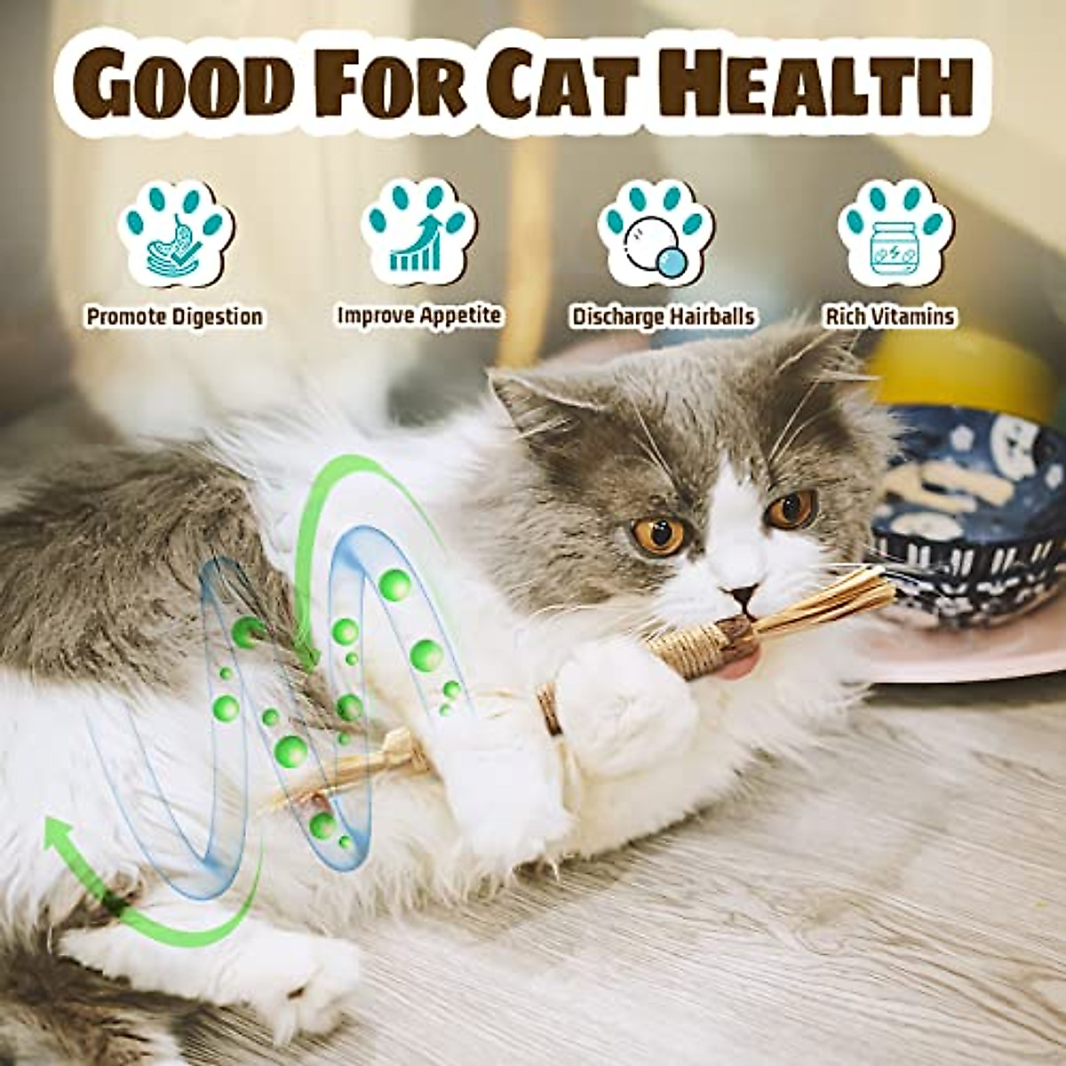 XGXN Cat Toy with Silvervine for Cats, Silvervine Sticks Interactive Cat Toys for Indoor Cats, Edible Catnip Cat Chew Toys for Cats Lick, Kitten Teeth Cleaning and Fresh Breath (3 Packs)