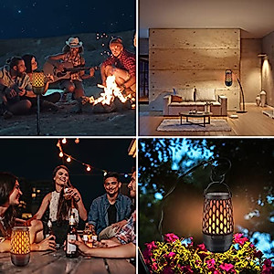 Vanten 2 Packs 10W Outdoor Bluetooth Speakers, Bluetooth 5.3 Led Flame Speaker, Sync up to 100 Wireless Portable Speaker with Stake and Hook, IPX6 Waterproof Bluetooth Speakers for Home Patio Party