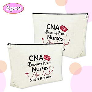 CNA Gift Certified Nurse Assistant Makeup Bag 2 Pieces Graduation Gift CNA Certified Nurses Day Gift Appreciation Gift Nursing School Medical Student Gift Retirement Gift Nursing Gifts for Coworkers