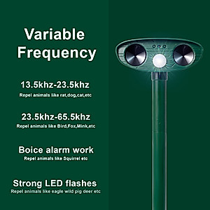 Ultrasonic Animal Repeller, 2 Pack Solar Powered Animal Repellent, Waterproof Animal Deterrent Devices Outdoor Repels Cat, Dog, Fox, Derrent, Rat, etc