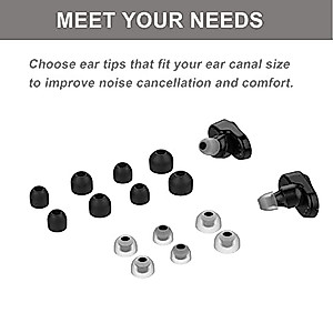 14Pcs Replacement Ear Tips Compatible with Sony WF-1000XM3 WF-1000XM4 Earbuds Soft Silicone Ear Tips (Black)