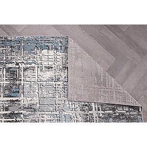 Rugshop Distressed Abstract Stain Resistant Soft Area Rug 7' 10" x 10' Blue