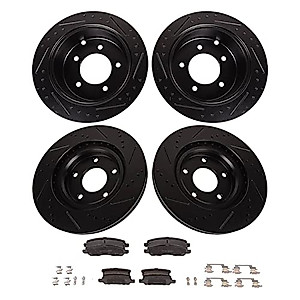 South Mud Bay Black Drill Slot Brake Rotors + Ceramic Pads Fits A0141A0247