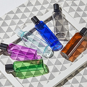 owlyee 3.4 oz Travel Bottles for Toiletries, Empty Travel Size Containers Tsa Approved, 5PCS Small Plastic Shampoo Bottles with Labels (100ml, Clear)