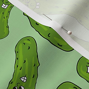 Spoonflower Fabric - Pretty Pickles Pickled Cucumbers Jars Faces Printed on Petal Signature Cotton Fabric Fat Quarter - Sewing Quilting Apparel Crafts Decor