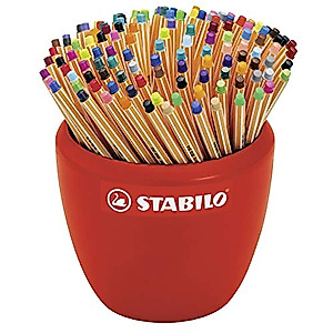 Stabilo 88/150-2 Fine Point Pen Point 88 in Ceramic Pot 150 Pens Assorted