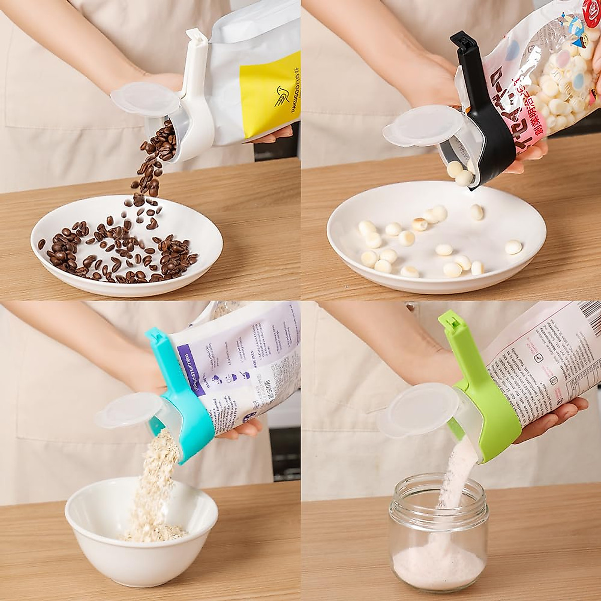 Yvey Food Clip Set, 4PCS Chip Bag Clips Airtight, Durable Plastic Clips for Food Storage (Round, Single Size)