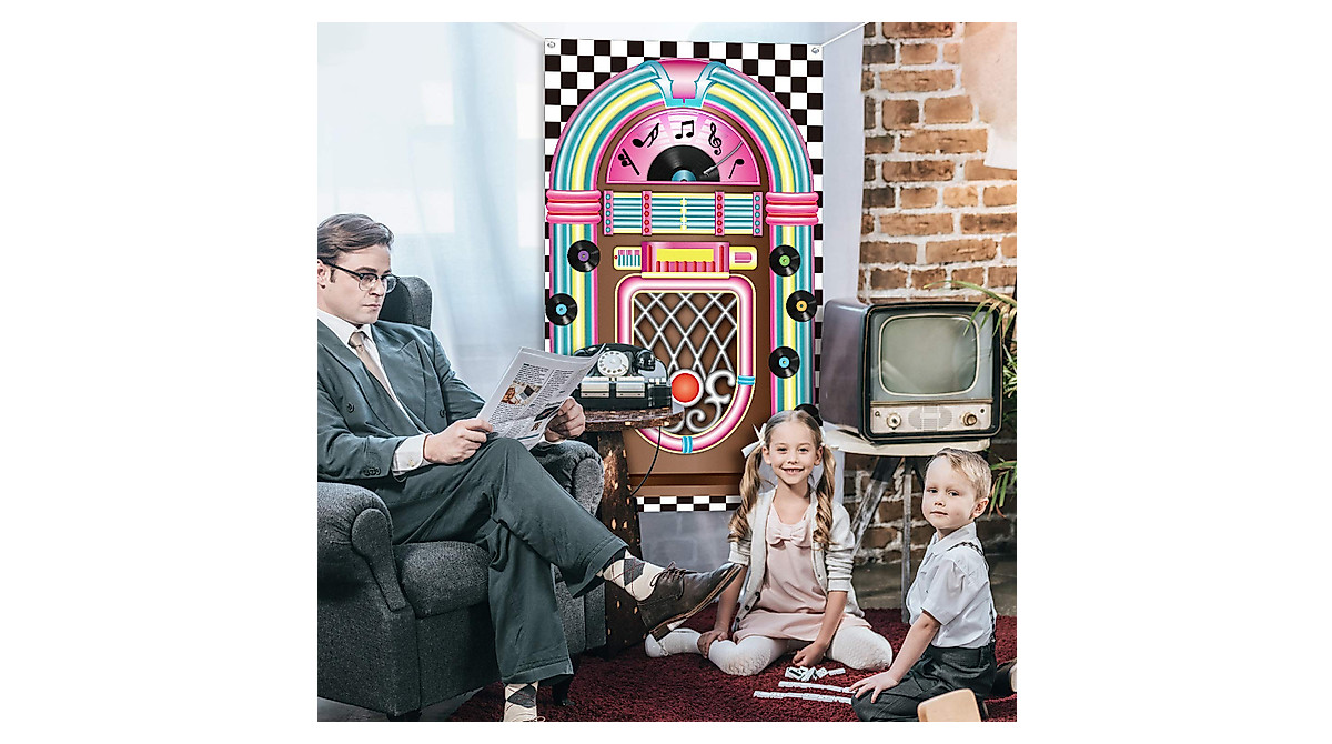 Jukebox Cutout Banner 50's Rock and Roll Banner Backdrop Birthday Party ...