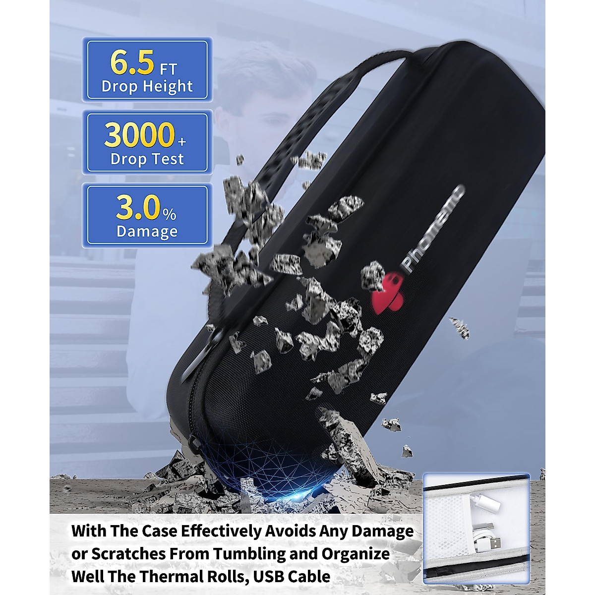 Phomemo Portable Printer,[Upgrade] M832 Inkless Printer,Portable Printers Wireless for Travel,8.5''x 11''Thermal Printer Support Multi Sizes for Home,Office,Car,Compatible with Phone &Laptop