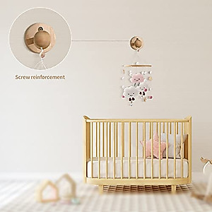 Wooden Mobile Arm Baby Mobile Hanger Screw Reinforced 21.6 Inch Crib Mobile Holder Wooden Mount Wall Bracket Baby Girl Nursery Decor (Without The Mobile)