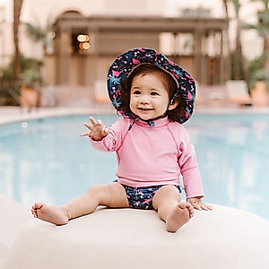 i play. by green sprouts One-piece Swimsuit w/ Built in Reusable Swim Unisex Diaper | Helps provide secure protection for babies & swimmers,Navy Flamingos,3T