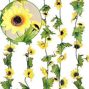 Yellow Sunflower Balloons Garland Arch Kit - 80pcs Yellow Gold White Balloons and Sunflower Vines for Sunflower Bee Theme Birthday Baby Shower Wedding Decorations
