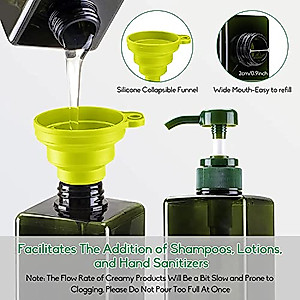 Amorettise 6 Pack Shampoo and Conditioner Dispenser Bottles, 4 Pack 22 Oz & 2 Pack 8 Oz Refillable Square Plastic Pump Bottles for Dispensing Lotions, Shampoo, Conditioner, Body Wash (Green)