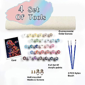 Amphol Paint by Number for Adults Canvas, 4 Pack 16x20 Inch DIY Adult Paint by Number Kits, Easy Acrylic Oil Painting by Numbers Home Wall Decor Great for Gift