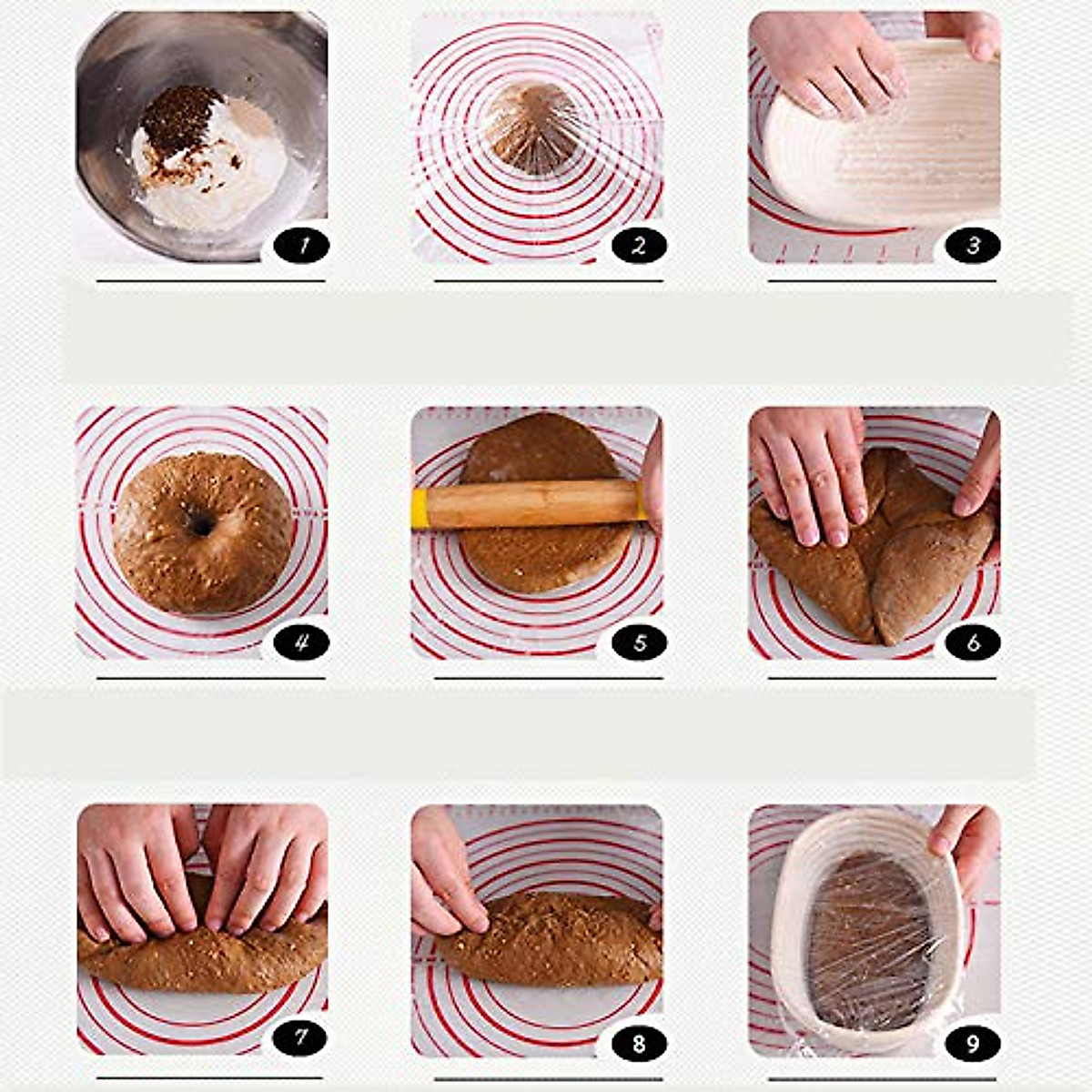 Autobestown Rattan Bread Basket,Proofing Baskets for Bread Baking,Oval Banneton Bread Basket,Natural Rattan Fermentation Fruit Tray Dough Storage (8.3x6x3inches)