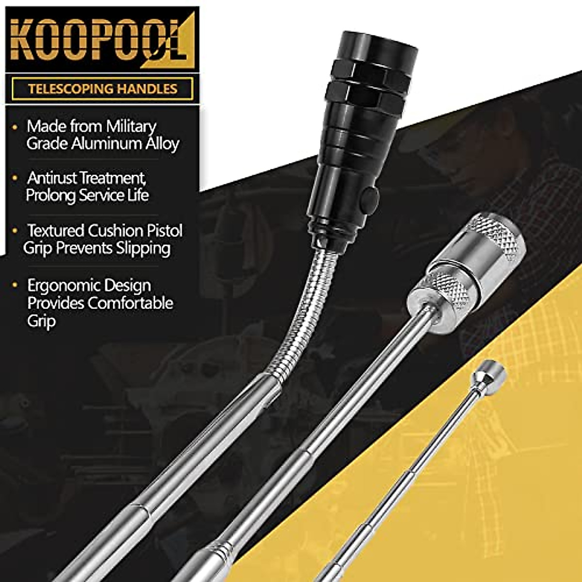 3/8'' Drive Universal Socket Tool Set 25-piece (A) and Magnetic Pickup Tool Set 5-piece (B)