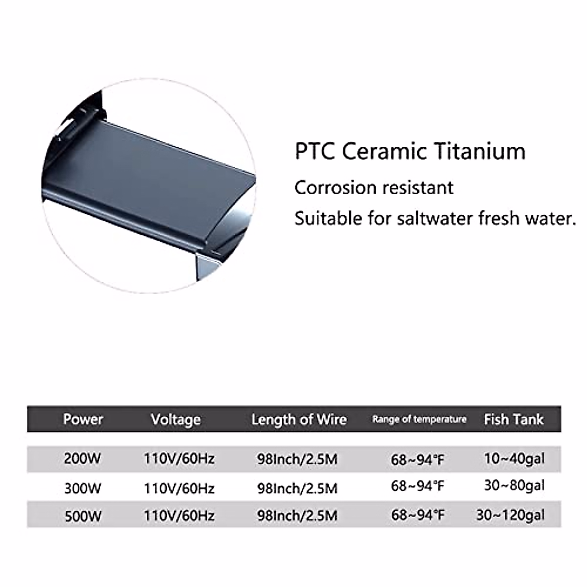 Carefree Fish Aquarium Heater PTC Ceramic Digital Double Heating Rods The Safest Most Accurate and Fastest Heater for Fish Tank 500W