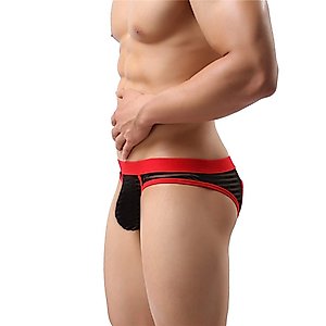 Evankin Men Jockstraps Cotton Mesh Breathable Men Underwear Briefs Thongs Gay Underwear(203-Black,M)
