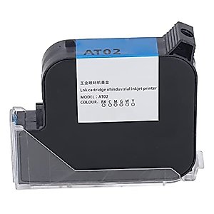 Fafeicy AT02 42ML Handheld Inkjet Printer Cartridge, Quick Dry 25.4mm Black Coding Cartridge, for Printing on Absorbent and Non Absorbent Materials