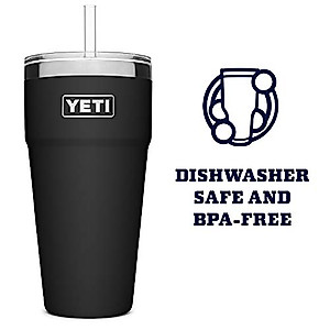 YETI Rambler 26 oz Straw Cup, Vacuum Insulated, Stainless Steel with Straw Lid, Black