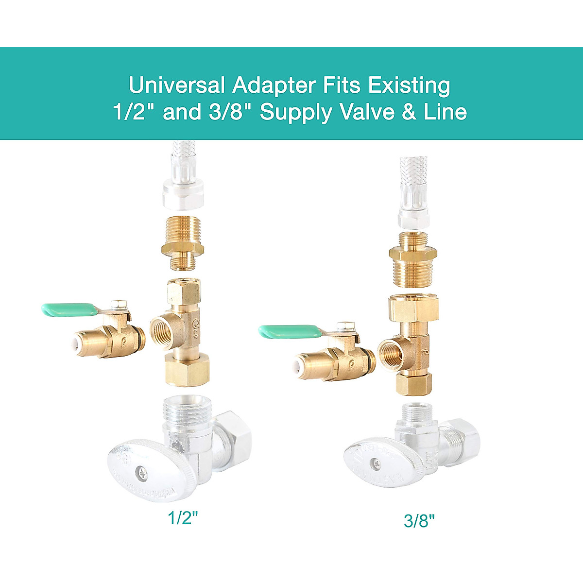 Ice Maker Fridge Quick Installation Kit with 25' Feet Tubing for Drinking Water Appliance Water Line, Solid Brass Stop Tee and Valve, 1/4" Fittings