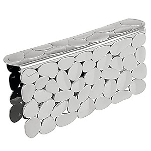 mDesign Adjustable Kitchen Sink Dish Drying Mat/Grid - Soft Plastic Sink Protector, Cushions Sink, Dishes - Quick Draining Pebble Design - Includes 1 Saddle, 2 Large Mats - Set of 3 - Light Gray Stone