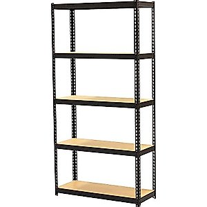 Lorell Narrow Steel Shelving Storage Rack, Black