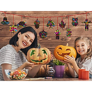 Hohomark Thanksgiving Scratch Off Cards - 24PCS Thanksgiving Crafts for Kids DIY Rainbow Scratch Paper for Thanksgiving Party Thanksgiving Arts and Crafts for Kids