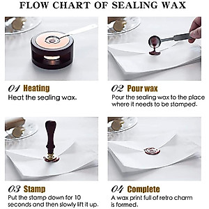 Wax Seal Stamp Gift Box Set, 6 Pcs Sealing Wax Stamps Copper Seals 1 Wooden Hilt, Wax Stamp Kit for Cards Envelopes, Gift Packaging (Vast Universe Series)