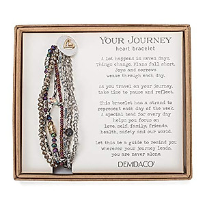 DEMDACO Beaded Love Metallic Grey One Size Fits Most Glass and Metal Charm Bracelet